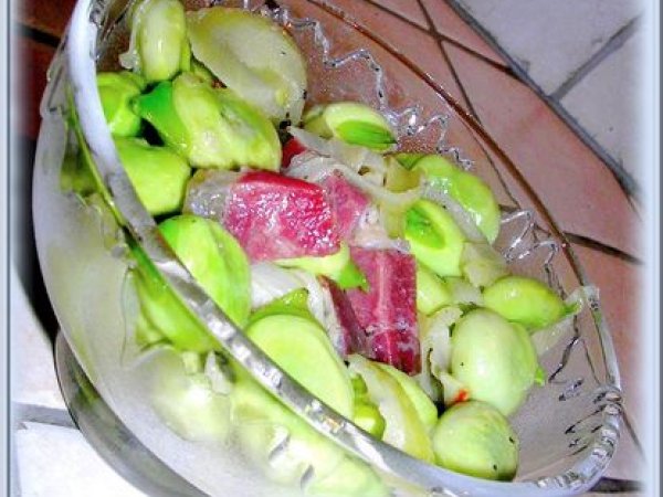 Recette de poêlée de fèves au magret de canard séché
