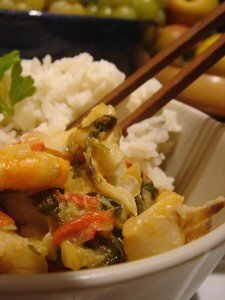 Recette de poisson et crevettes au lait de coco et gingembre