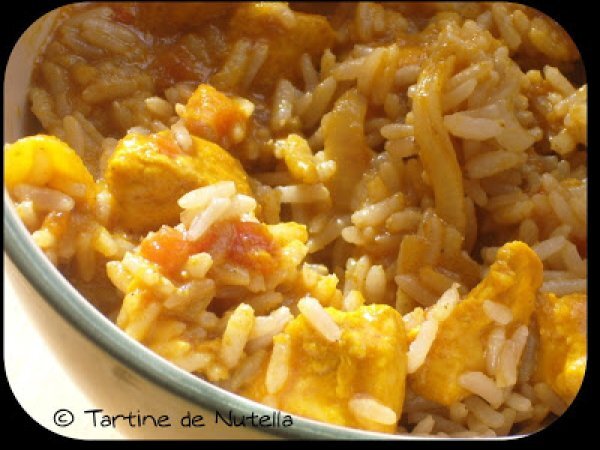 Recette de poulet au curry et riz complet pilaf