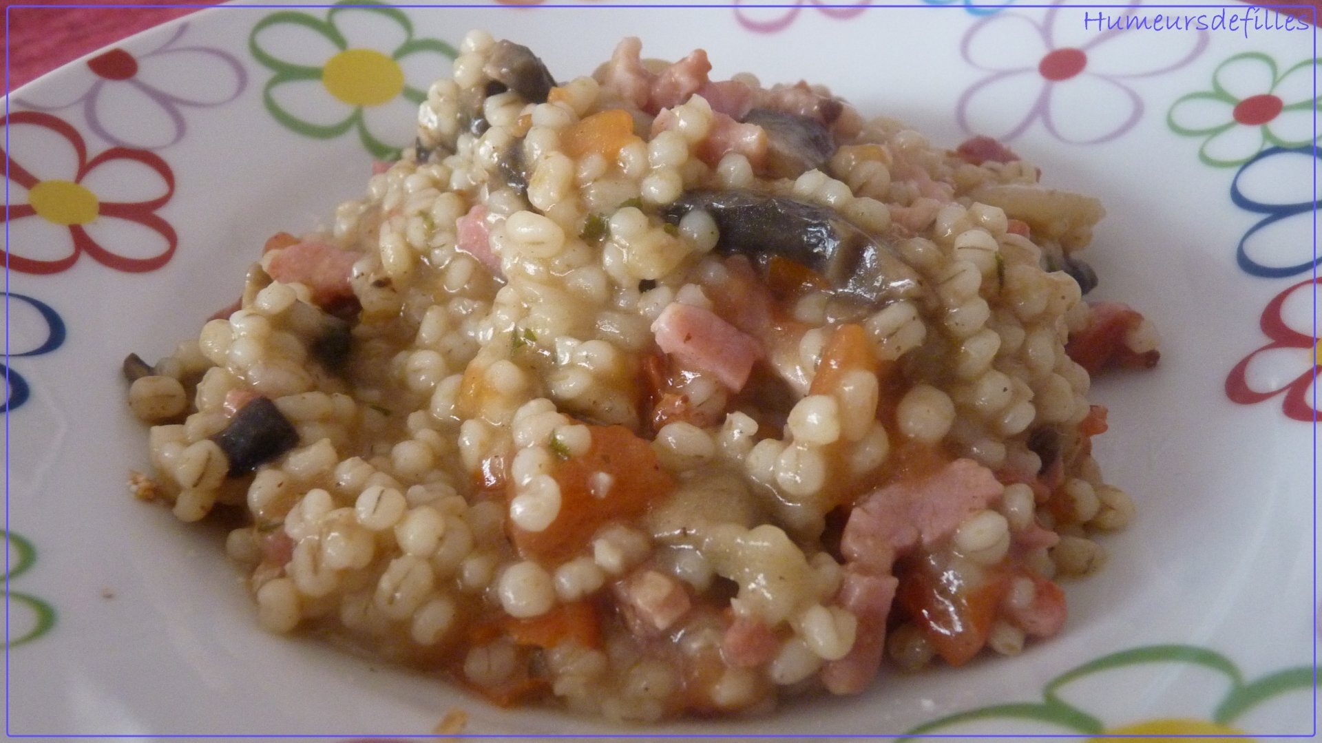 Risotto à l'orge perlé, tomates et lardons - Recette Ptitchef