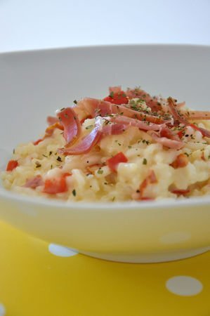 Recette de risotto chorizo, poivron rouge et manchego