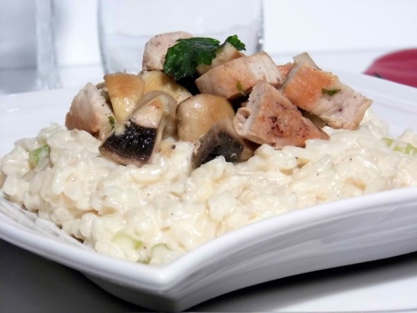 Recette de risotto au poulet et champignons
