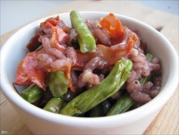 Recette de risotto au vin rouge, haricots & chorizo