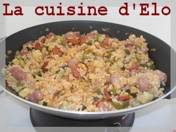 Recette risotto chipolatas, chorizo et poivrons