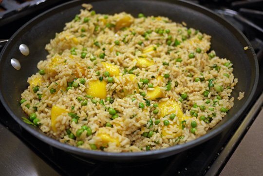 Recette de riz à la mangue et aux petits pois