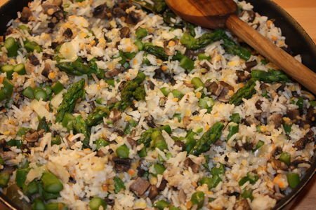 Recette de riz aux champignons et aux asperges
