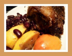 Recette de rôti de porc aux pommes et haricots rouges