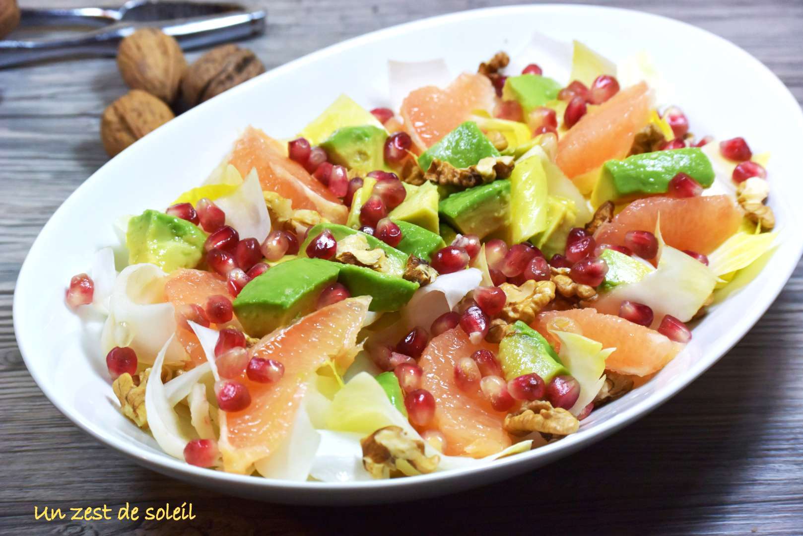 Recette salade avocat, endives, pamplemousse, grenade