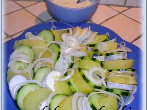 Recette salade concombre, chèvre, pomme de terre piquante