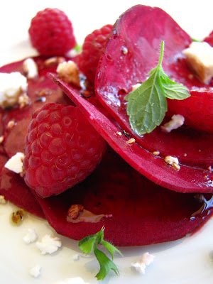 Recette de salade betterave, feta et framboises
