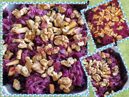 Recette de salade chou rouge, pommes, noix, cranberries