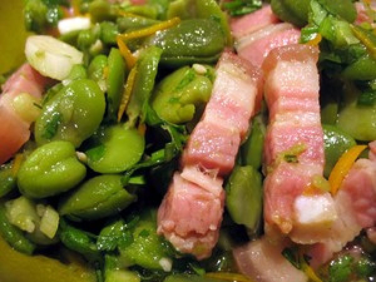 Salade de fèves et lardons et sa vinaigrette à l'orange chaude d'après ...