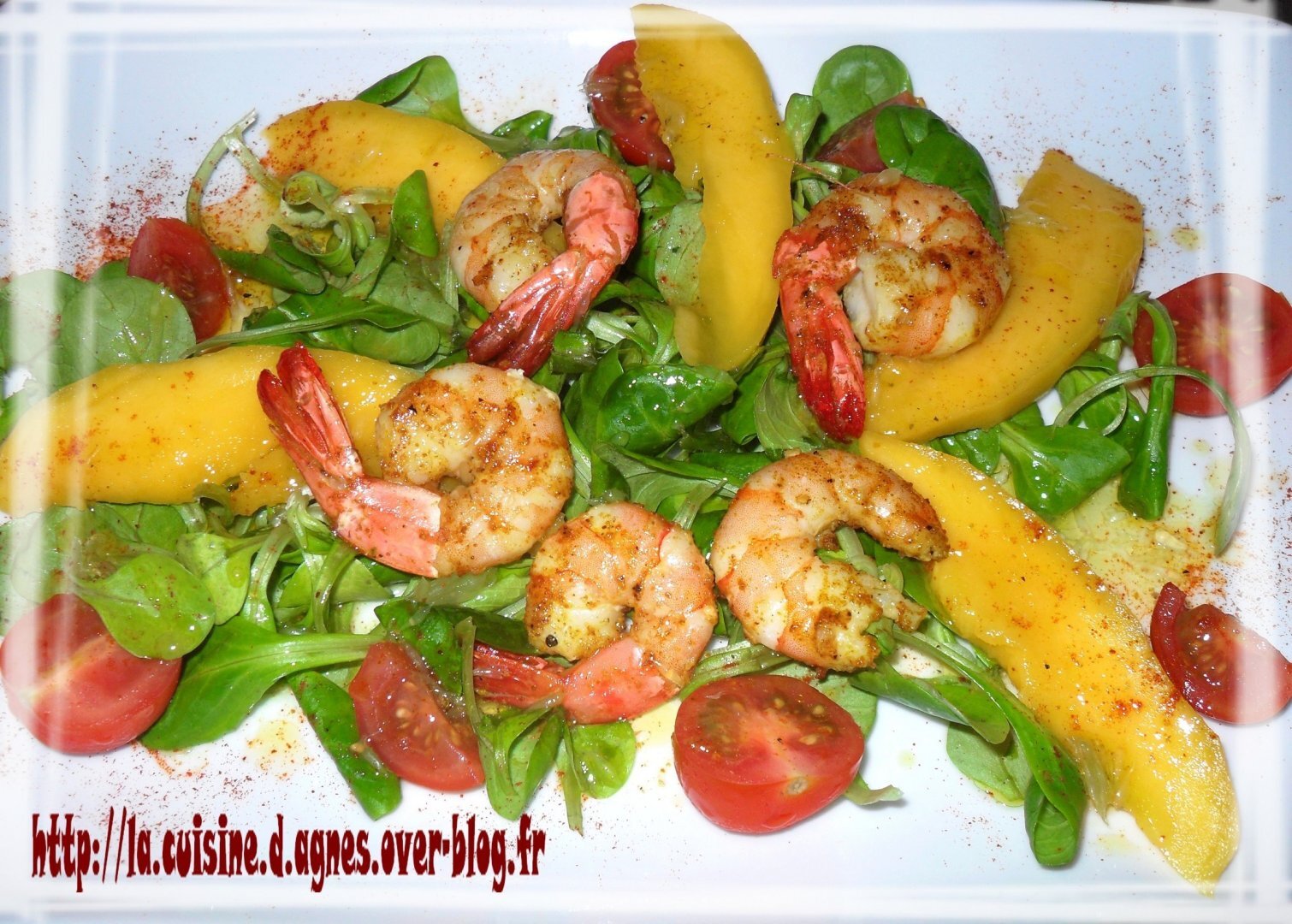 salade de gambas mangue-curry - Recette Ptitchef