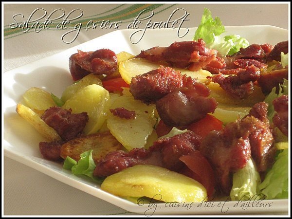 Recette de salade de gesiers de poulet confits