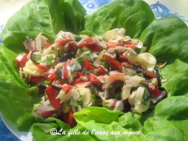 Recette de salade de goberge et poivrons rouges rôtis