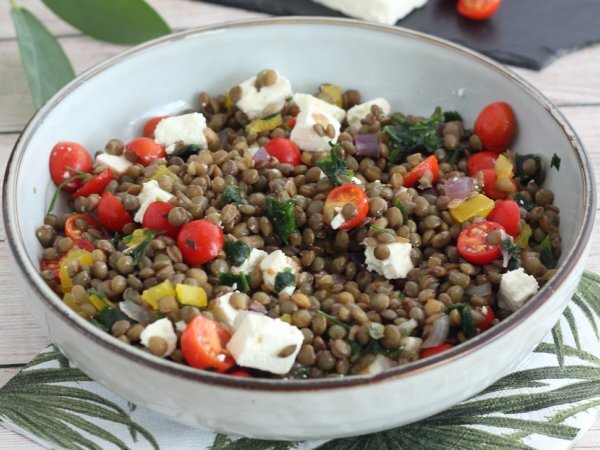 Recette de salade lentilles, tomates et feta