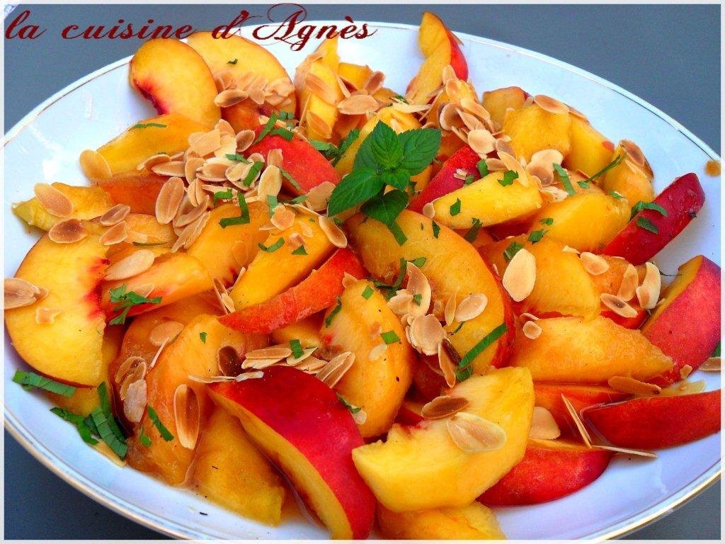 Salade de pêches et nectarines au thé vert vanille gingembre - Recette ...