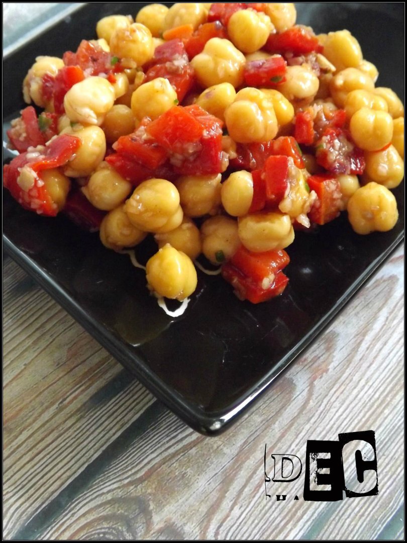 Recette de salade pois chiches et poivrons grillés