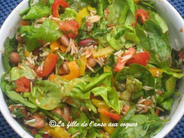 Recette de salade de riz entier aux poivrons