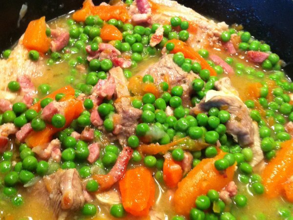 Recette de sauté de veau aux petits pois croquants