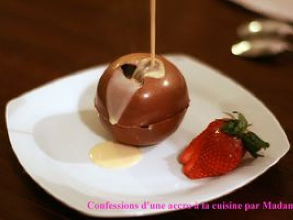 Recette : sphère chocolat-caramel, dessert surprise