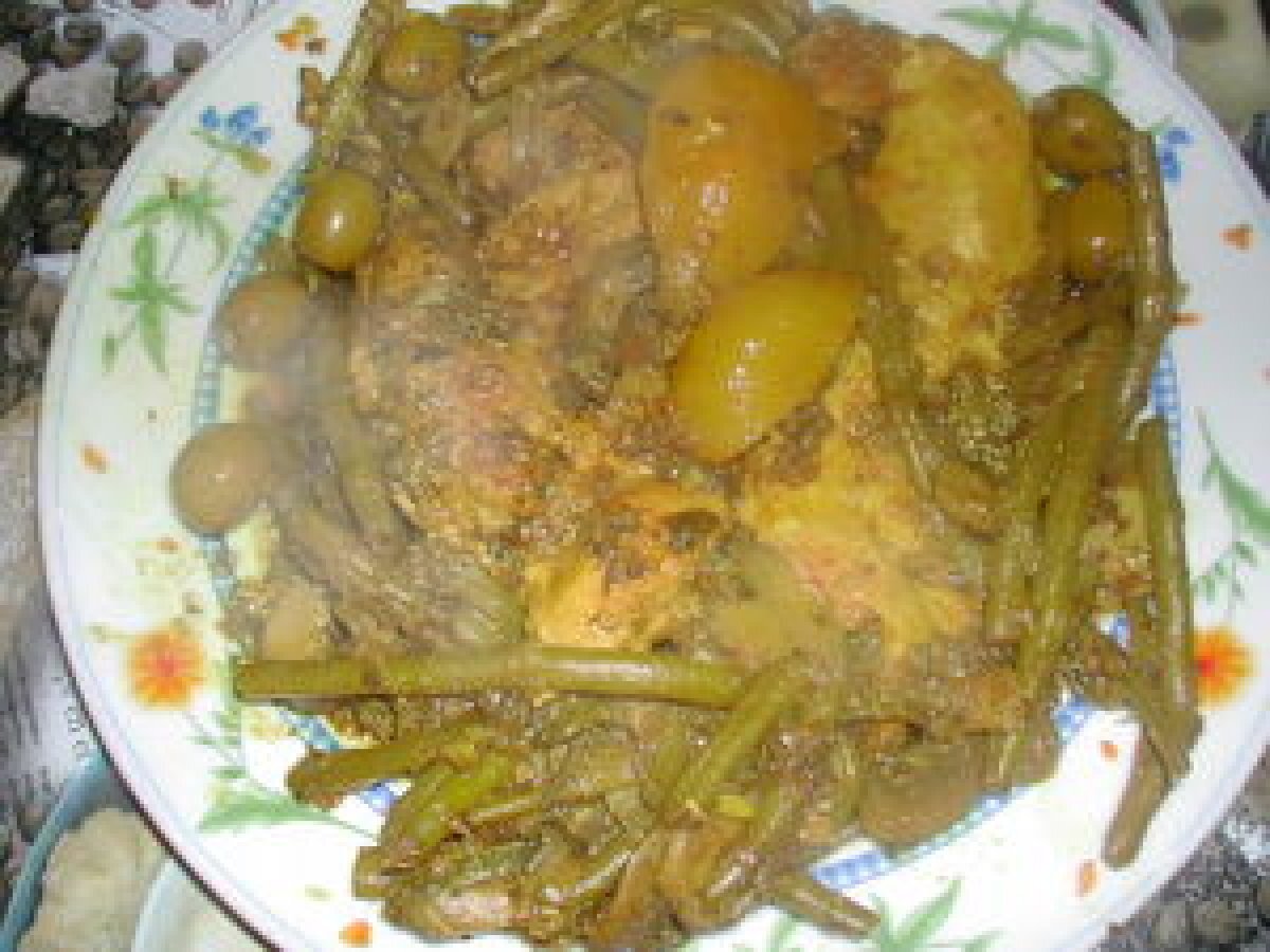 Recette de tagine d'haricots verts au poulet et citron