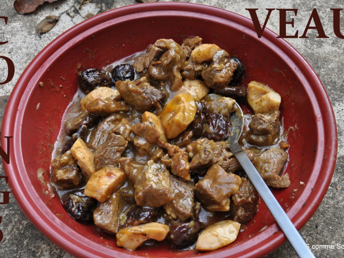 Recette de tajine de veau aux coings et pruneaux