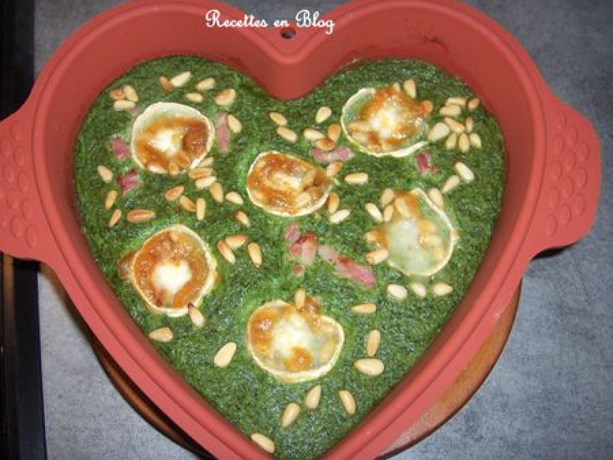 Recette de tarte aux blettes, lardons, chèvre et pignons