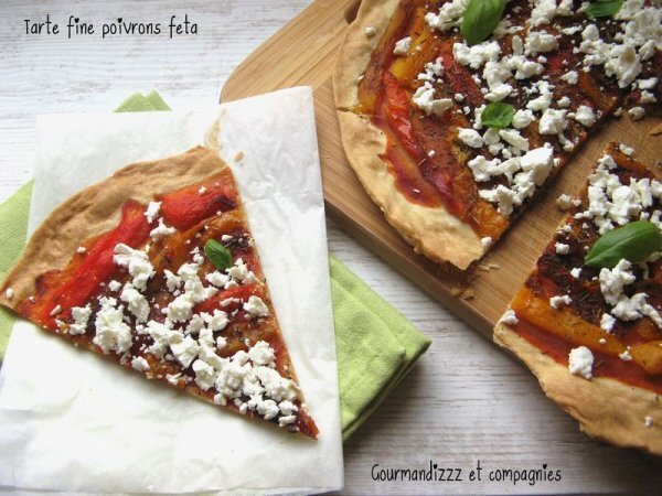 Recette de tarte fine aux poivrons et feta