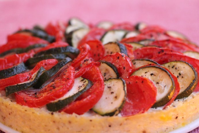 Tarte tomates et courgettes sur croute de riz - Recette Ptitchef