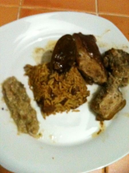 Recette : zembrocal, porc rôti et rougail bringelles