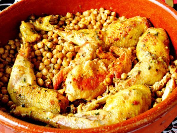 Recette savoureuse : tajine poulet et pois chiches
