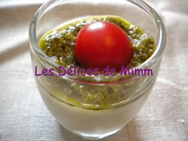 Recette de verrine panna cotta parmesan et pesto