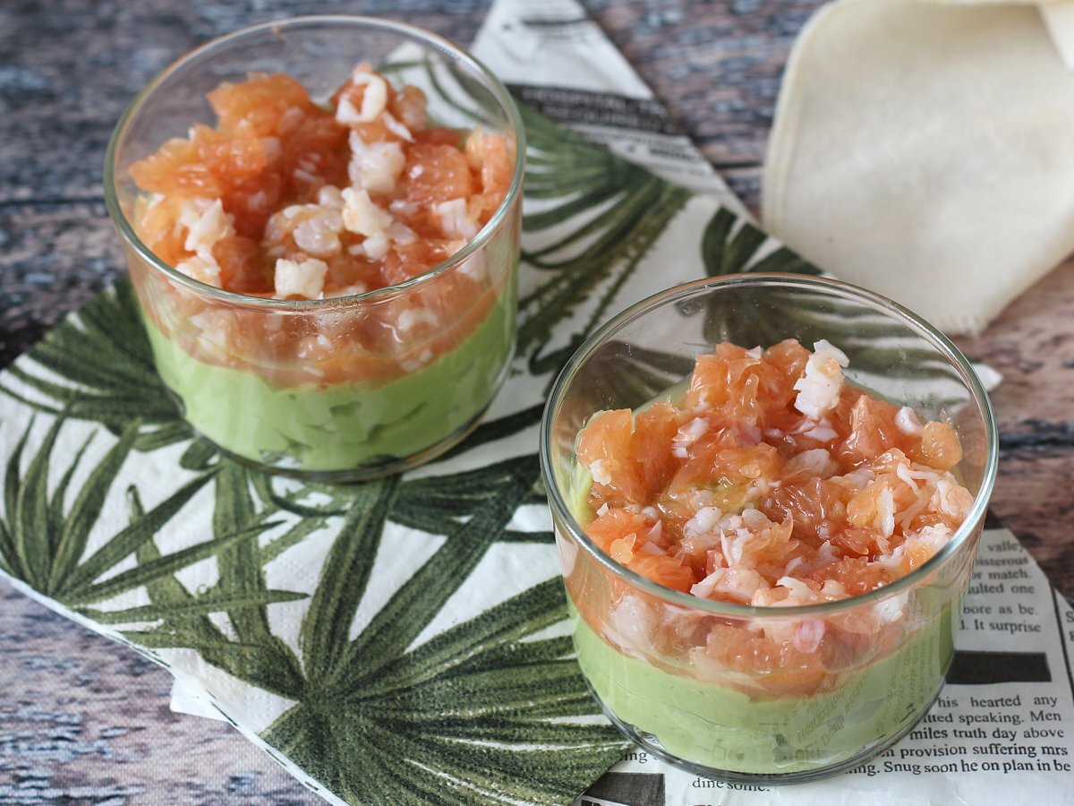 Recette verrines avocat, crevettes, pamplemousse fraîches