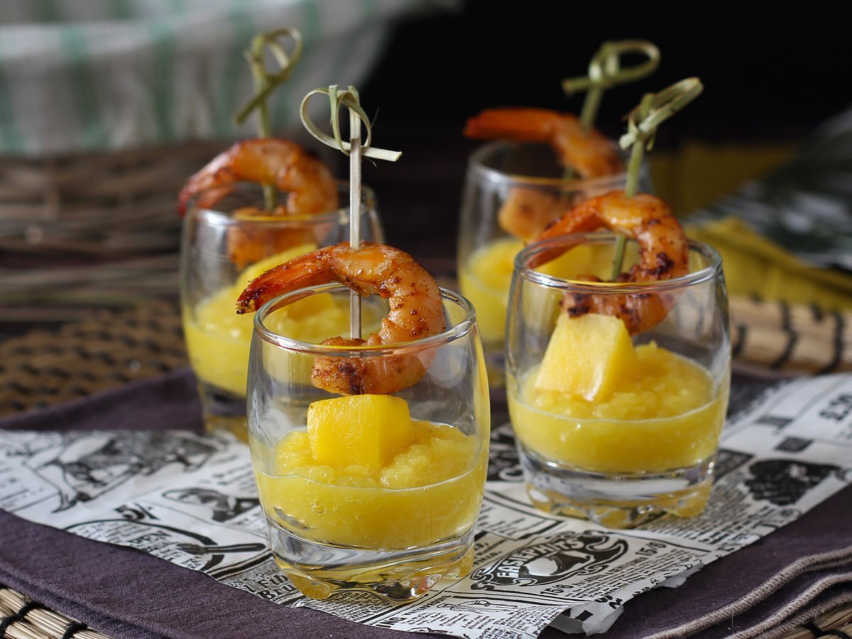 Recette verrines crevettes mangue apéritif sucré-salé
