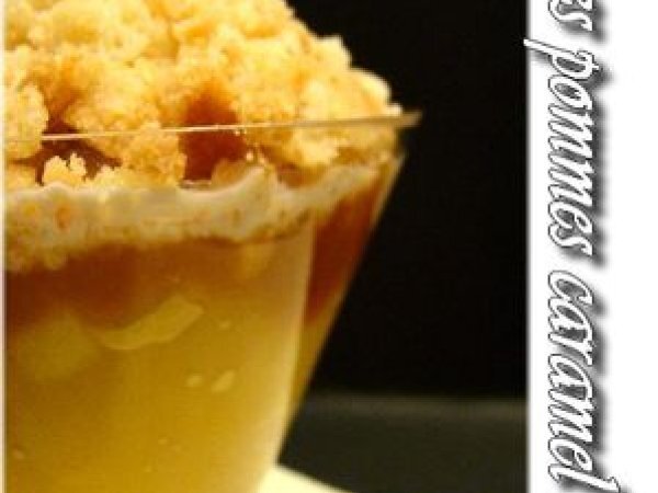 Recette verrines pommes épicées, caramel et crumble