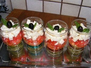 Recette de verrines de tomates et mozzarella