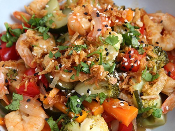 Recette de wok aux légumes et crevettes